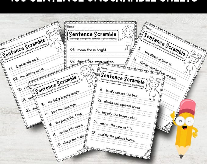 Correct the Sentences Worksheets, 10 Page Printable, for 1st and 2nd ...