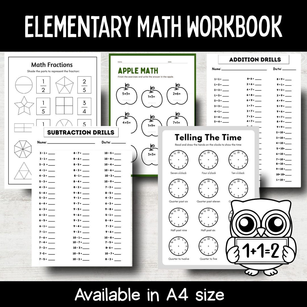 Elementary Math Workbook, 2nd - 4th Grade, Addition, Subtraction ...