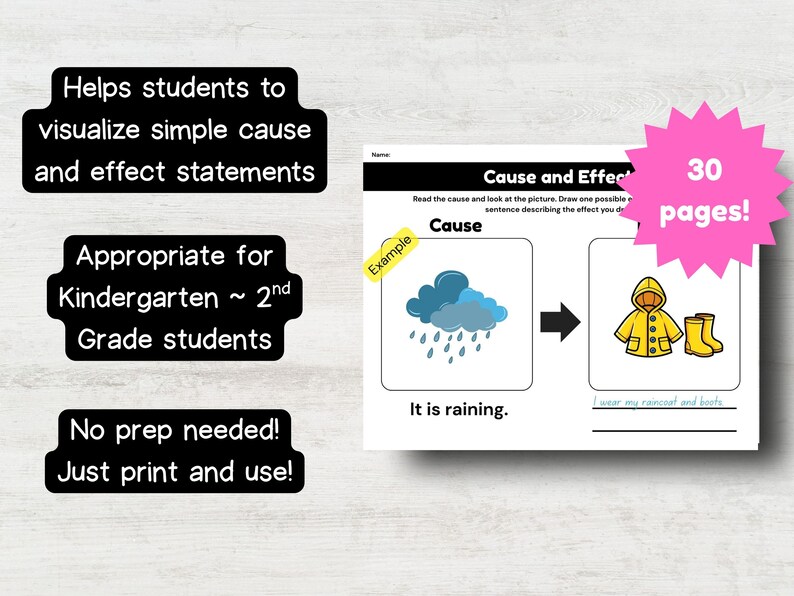 Cause and Effect Worksheets | No Prep Reading Skills Activity ...