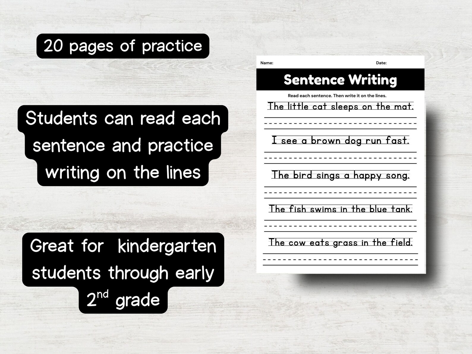 Write the Sentence Worksheets | 100 Sentences Writing Worksheets ...