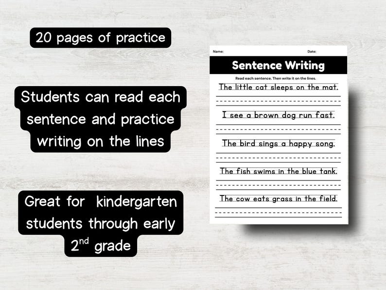 Write the Sentence Worksheets | 100 Sentences Writing Worksheets ...