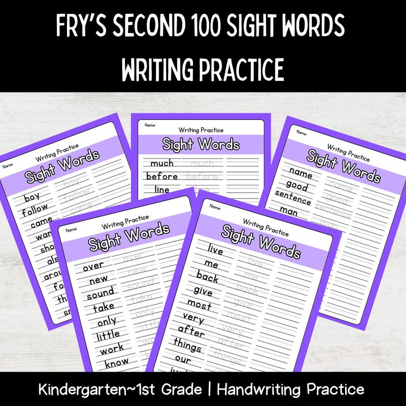 Sight Words Tracing Worksheets | Fry's Second 100 Words (set 2) | Vocab ...