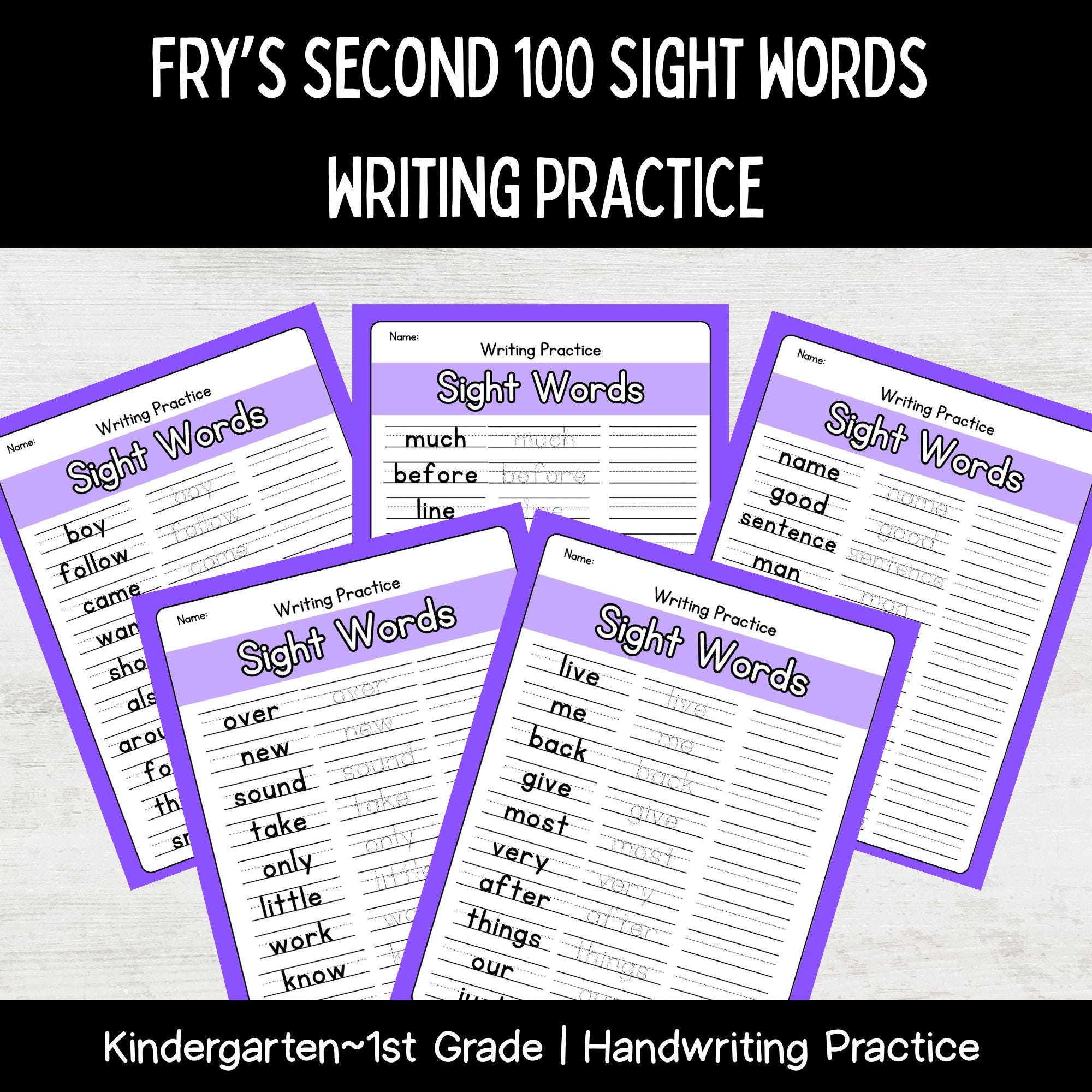 Sight Words Tracing Worksheets | Fry's Second 100 Words (set 2) | Vocab ...