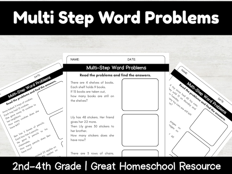 Multi-step Math Word Problems Worksheet | 2nd 3rd 4th Grade ...