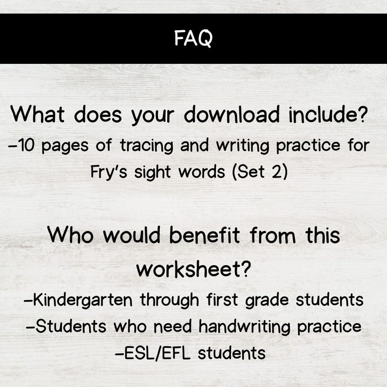 Sight Words Tracing Worksheets | Fry's Second 100 Words (set 2) | Vocab ...