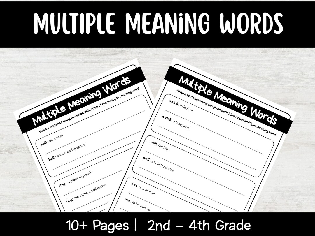 Multiple Meaning Words | Homonyms & Homographs | Sentence Writing ...