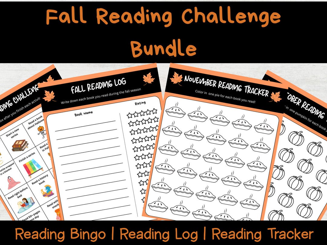 Fall Reading Challenge Bingo & Tracker Set | Printable Reading ...