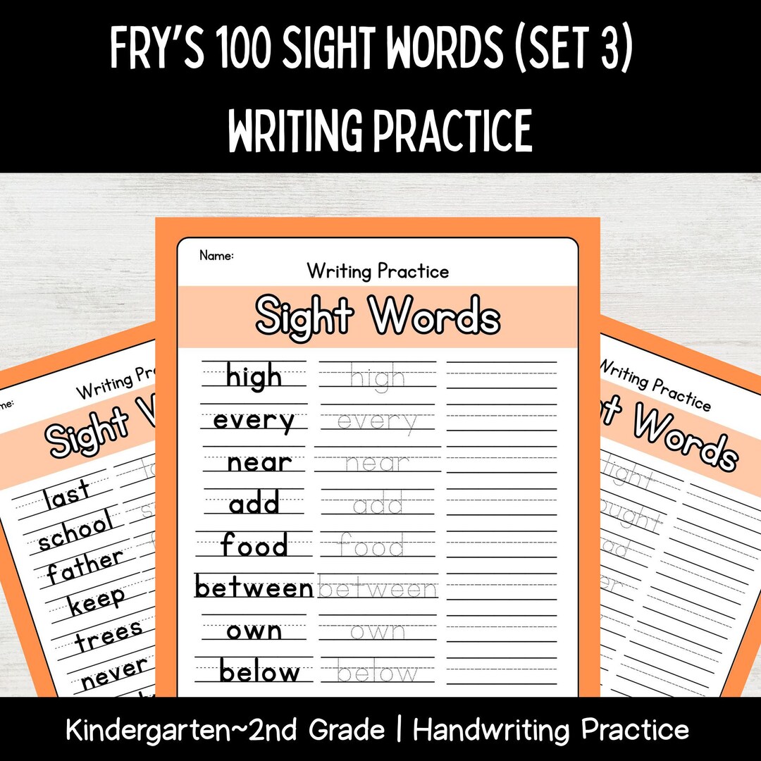 Sight Words Tracing Worksheets | Fry's 100 Words (set 3) | ESL EFL ...
