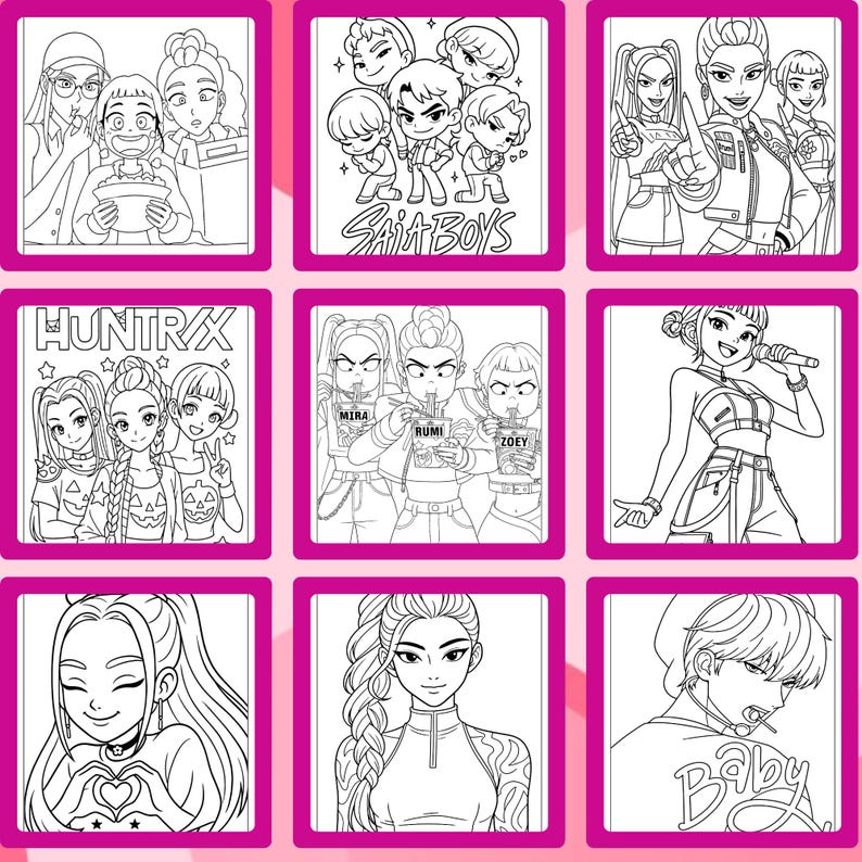 Kpop Demon Hunters Digital Coloring Book, Kpop Coloring Pages ...