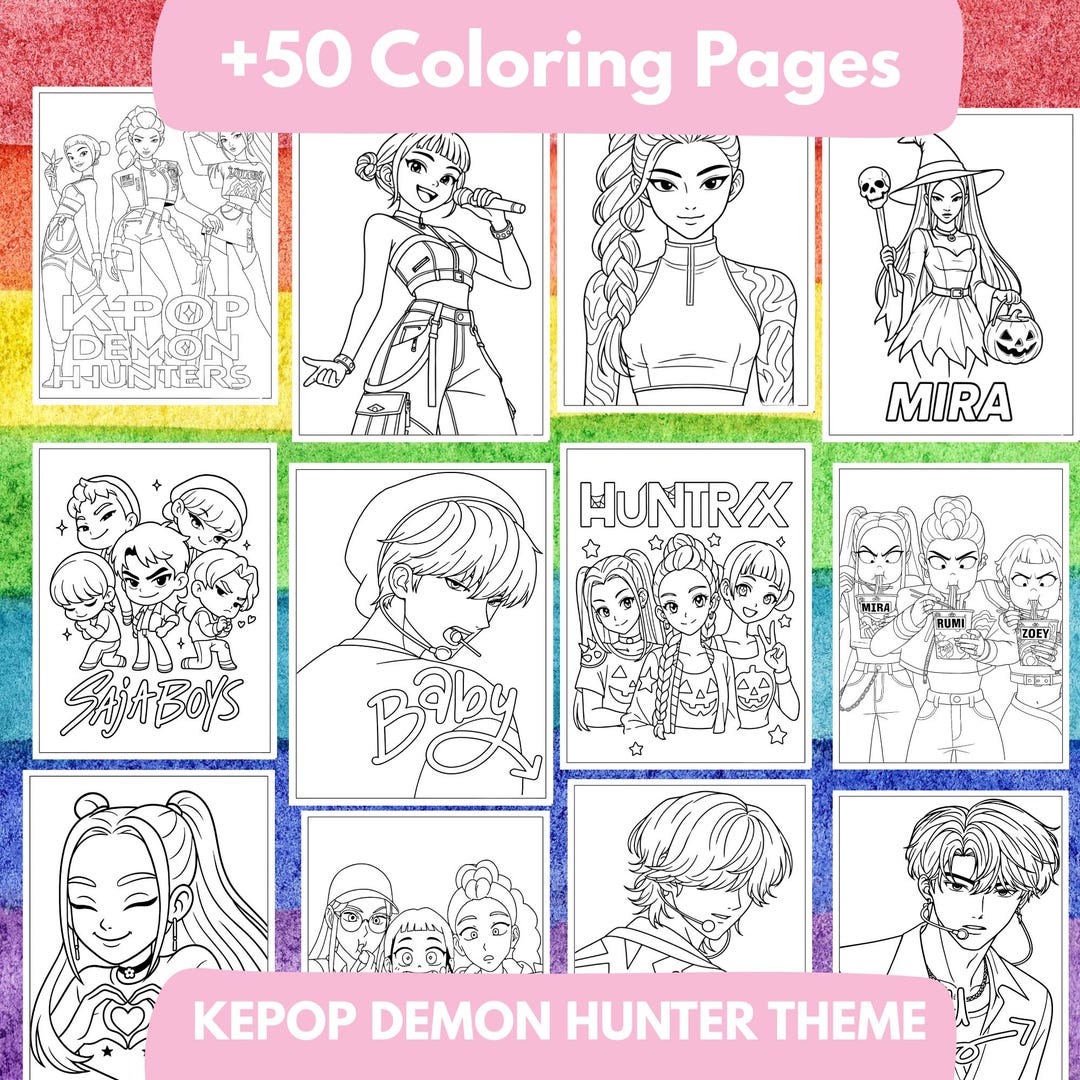 Kpop Demon Hunters Coloring Book, Kpop Coloring Pages, Downloadable PDF ...