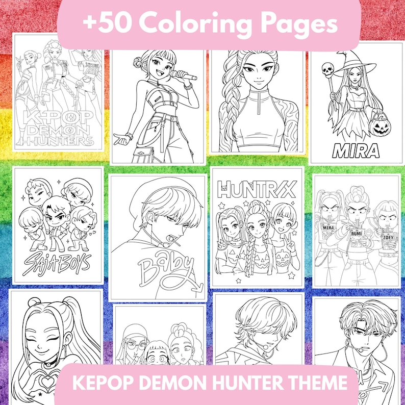 Kpop Demon Hunters Coloring Book, Kpop Coloring Pages, Downloadable PDF ...