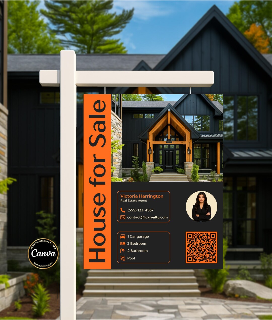 Editable Real Estate Yard Sign Template, Canva Customizable (two Sizes ...