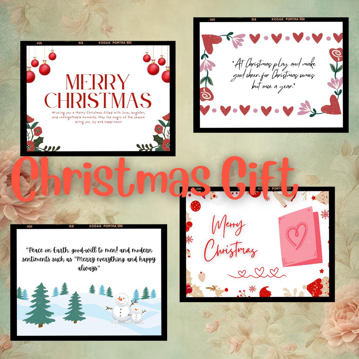 Printable Christmas Gift Card Set | 4-page Holiday Gift Voucher ...