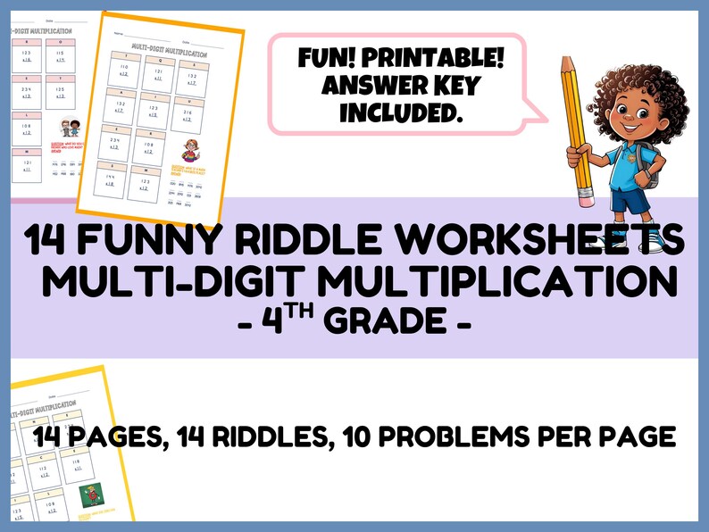 14 Funny Riddle Worksheets – Multi-digit Multiplication Practice – 4th ...