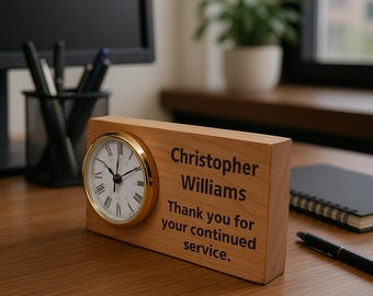 Engraved Desk Clock – Custom Name, Logo, or Message | Perfect Office ...