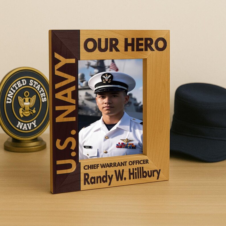 Personalized Navy Picture Frame - Custom Sailor Gift - Laser Engraved ...