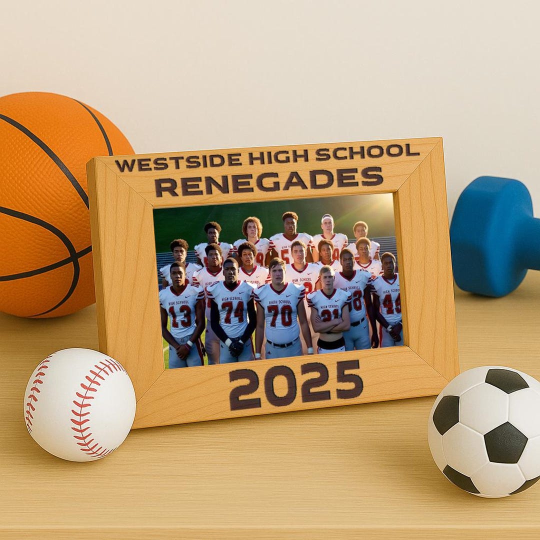 Personalized Sports Team Frame - Custom Alder Wood Photo Frame - Laser ...