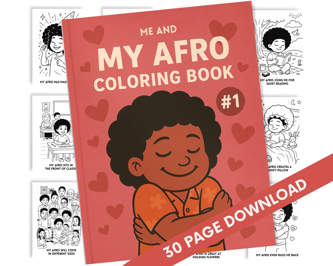 My Afro Coloring Book, Printable African American Storybook & Coloring ...
