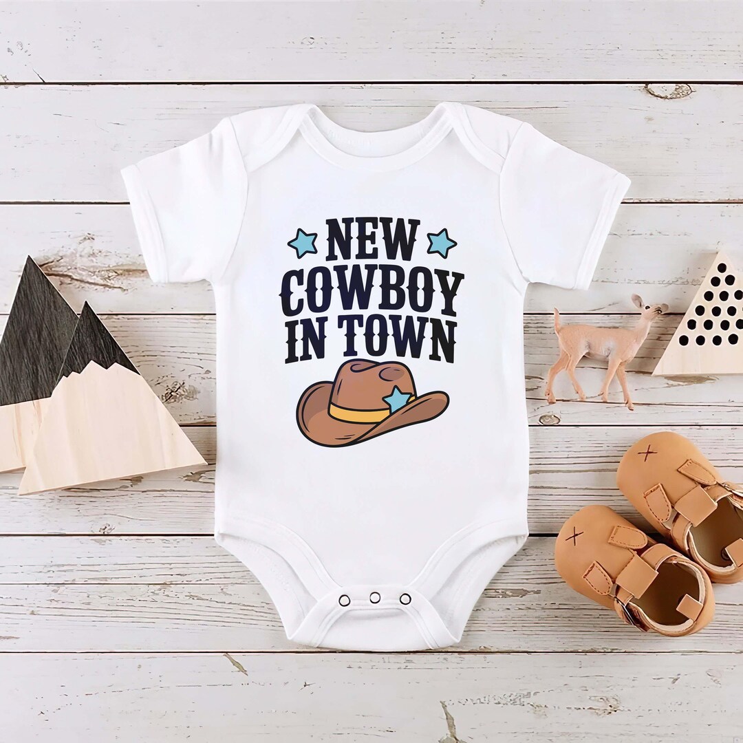 New Cowboy in Town PNG Clipart, Western Baby Boy Sublimation Design With Hat and Stars, Newborn ...