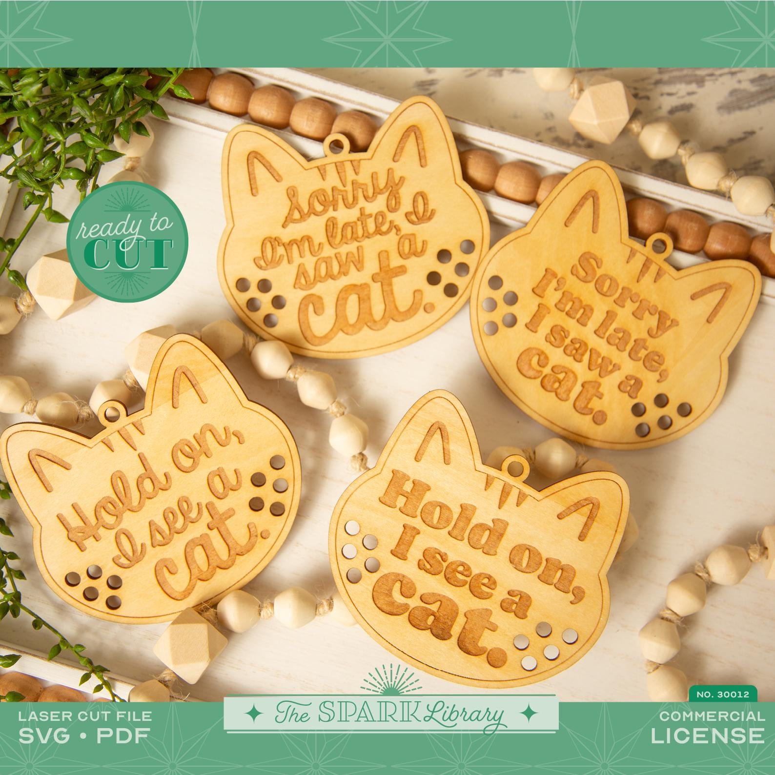 Funny Cat Car Charm SVG Bundle: Laser Cut Files for Ornament or Craft ...