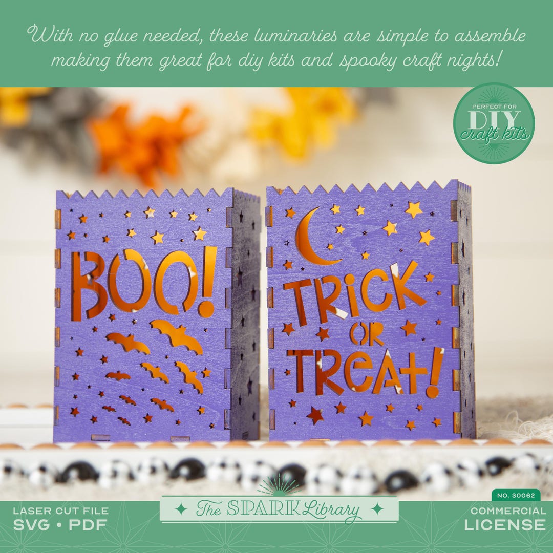 Trick or Treat Luminaries SVG File Bundle | Laser Cut Lantern Designs ...