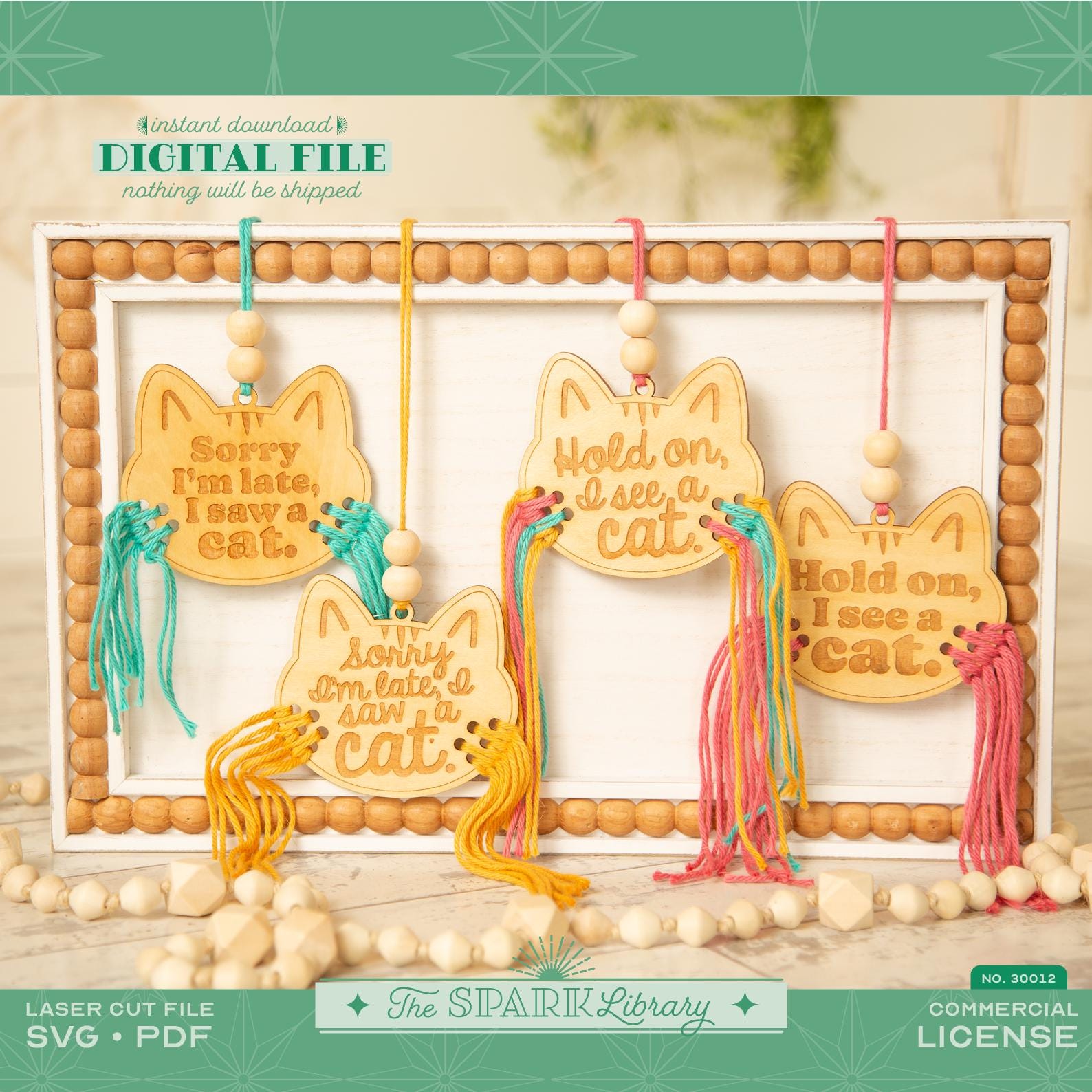 Funny Cat Car Charm SVG Bundle: Laser Cut Files for Ornament or Craft ...