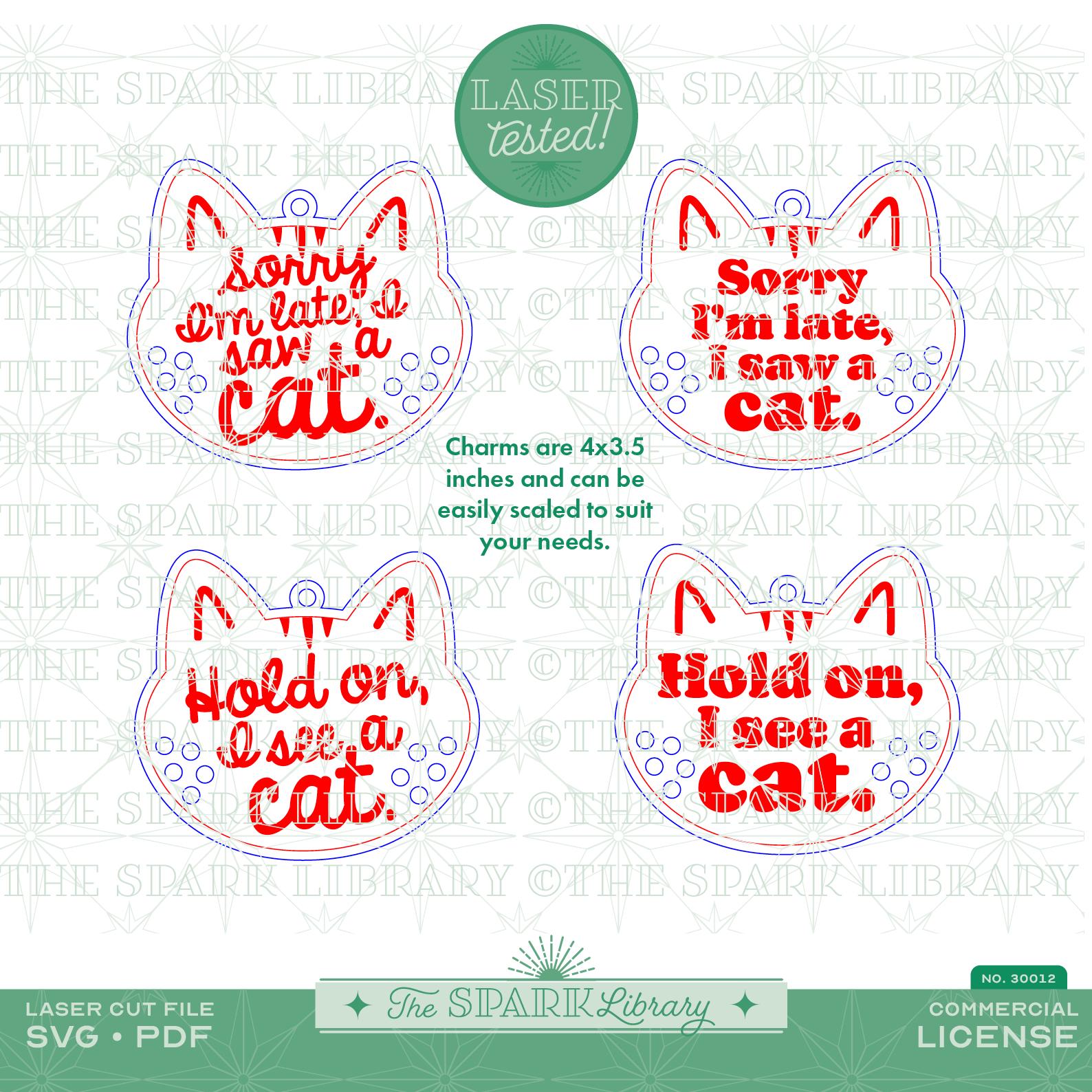 Funny Cat Car Charm SVG Bundle: Laser Cut Files for Ornament or Craft ...
