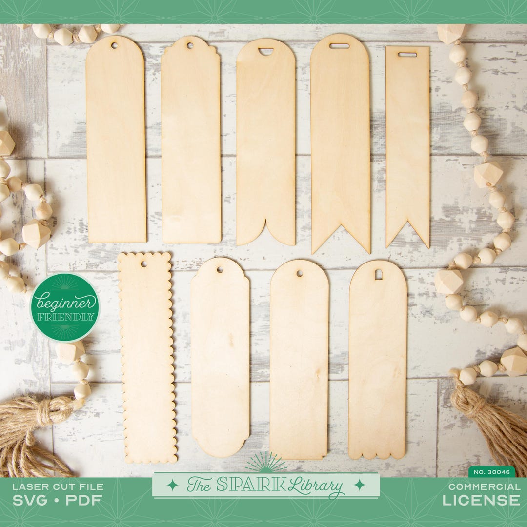 Bookmark SVG Bundle | 9 Blank Bookmark Shapes | Laser Cut File Set for ...