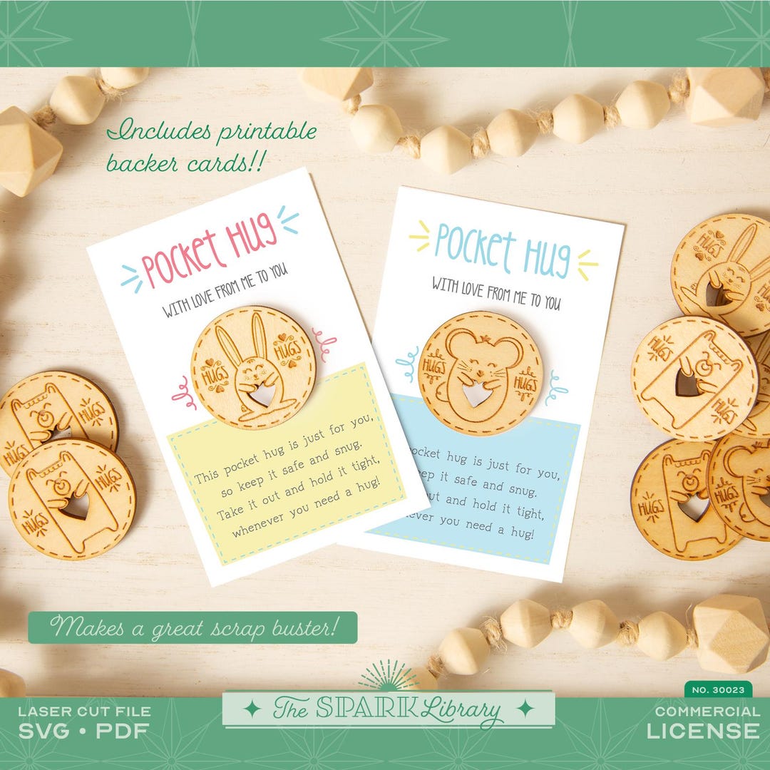 Pocket Hug SVG Bundle: Laser Cut File With Backer Card (digital ...