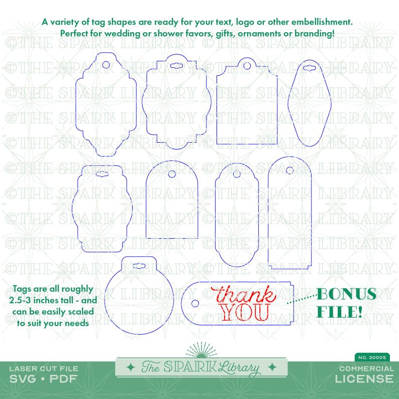Classic Tag Shapes SVG: Laser Cut File for Gift Tags (PDF) - Etsy