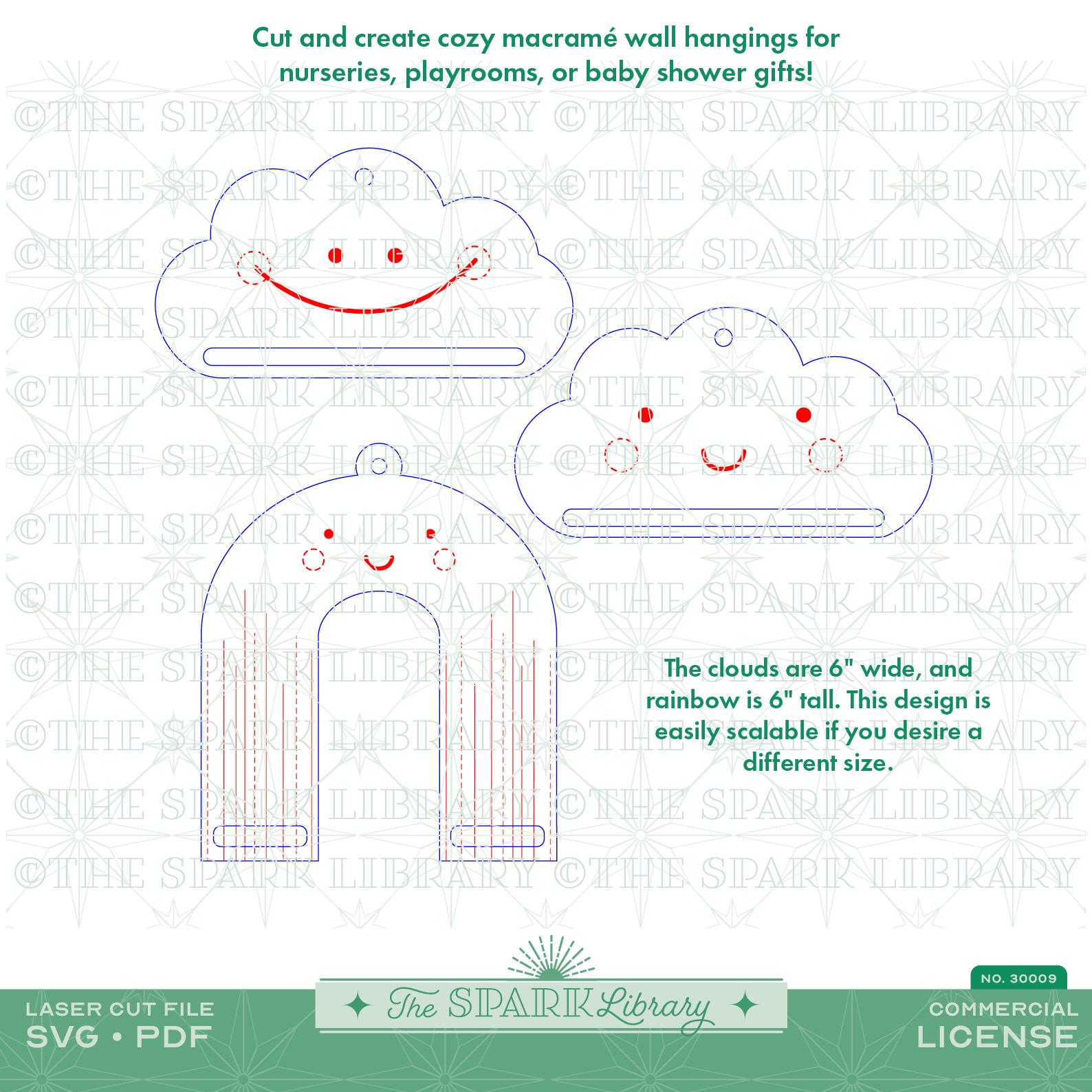 Nursery Macrame Base Bundle SVG | Laser Cut Files – Happy Clouds & Rainbow | Digital Download ...