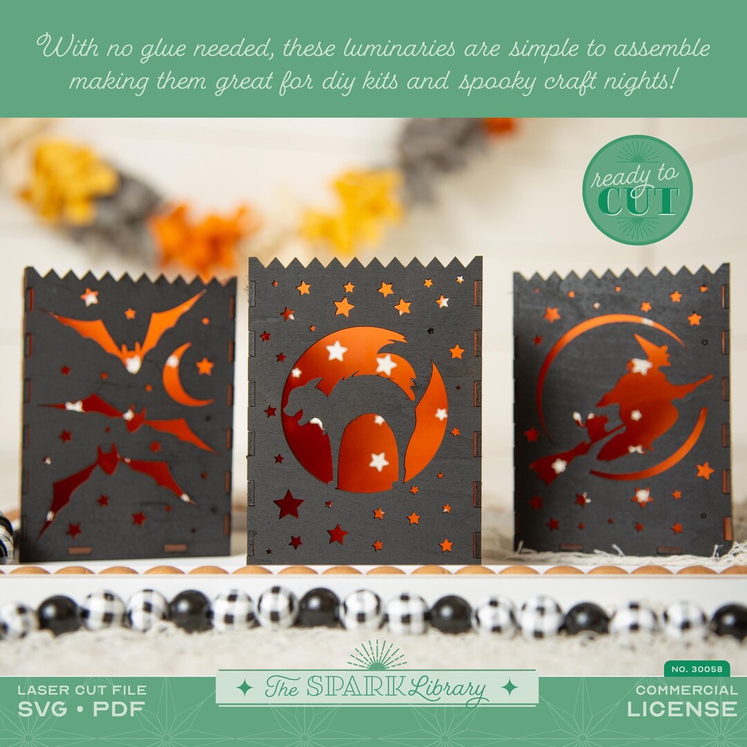 Halloween Luminaries SVG File Bundle | Laser Cut Lantern Designs ...