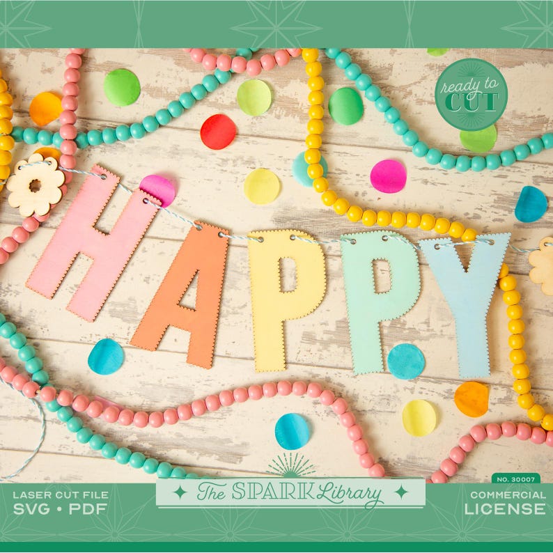 Scalloped Alphabet Laser Cut File: DIY Personalized Birthday Banner or ...