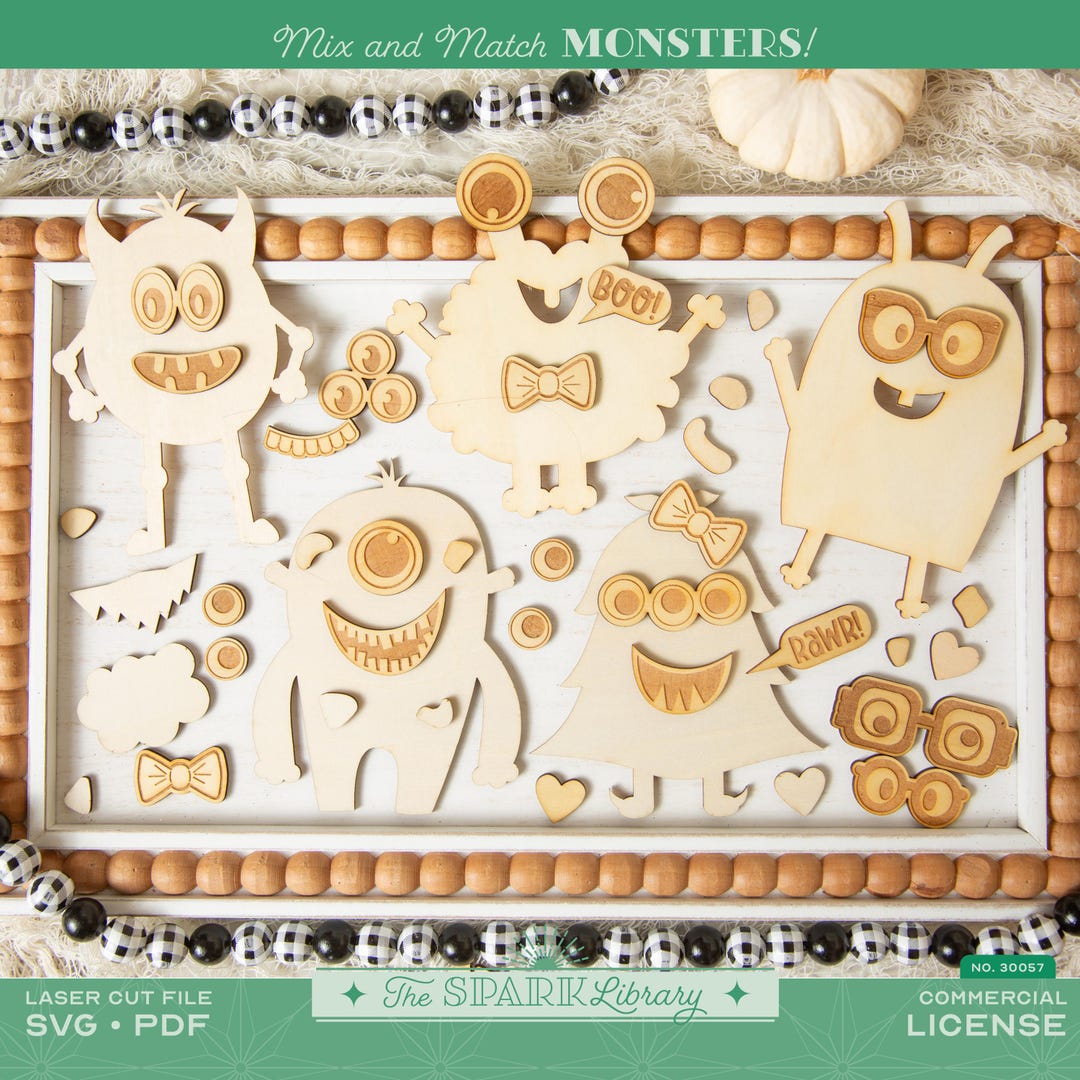 Mix-and-match Monster Kit SVG Bundle | Laser Cut Files for DIY Kids ...