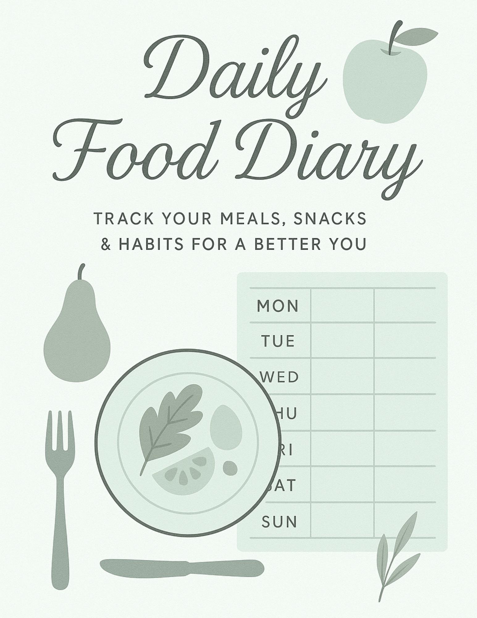 Daily Food Diary • Weekly Meal Planner • Printable PDF Food Log ...