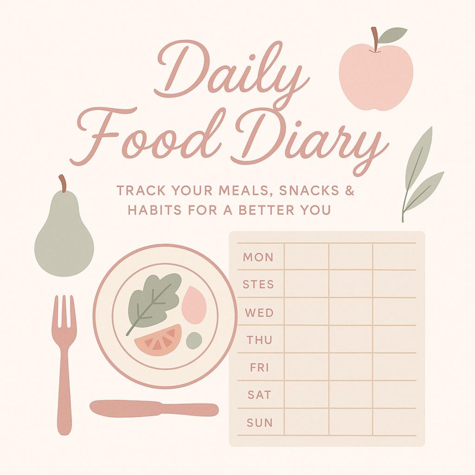 Daily Food Diary • Weekly Meal Planner • Printable PDF Food Log ...