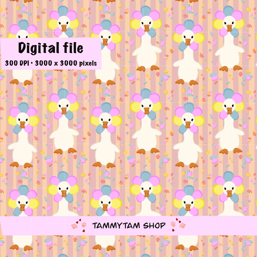 Cute Silly Goose Seamless Pattern PNG, Spring Floral Animal Print ...