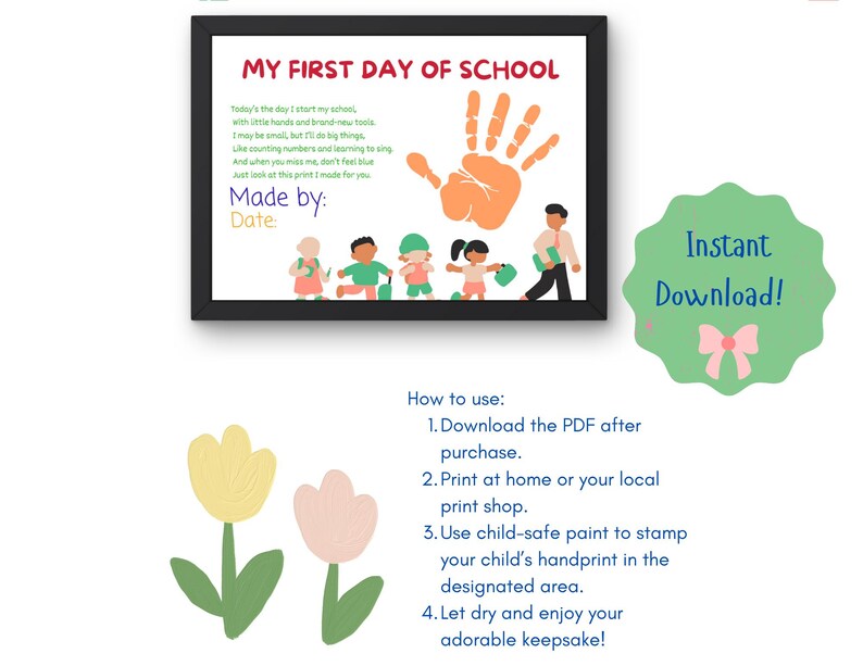 First Day of School Handprint Poem | Printable Keepsake | Little Hands ...