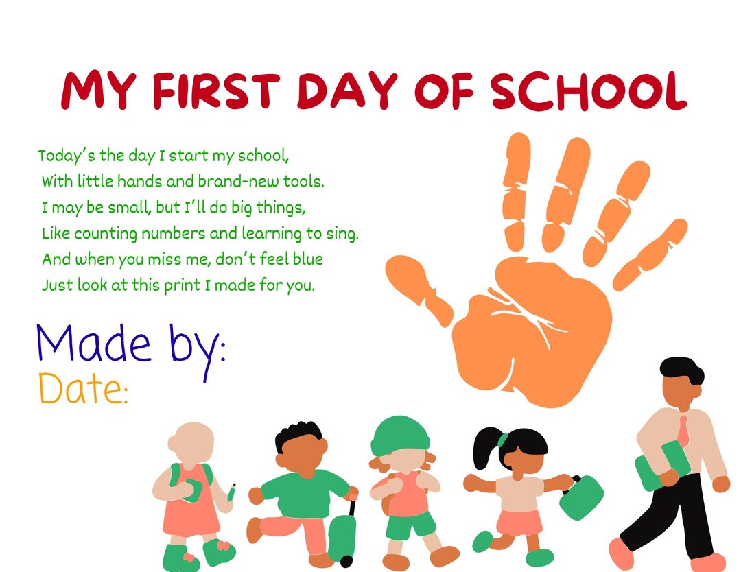 First Day of School Handprint Poem | Printable Keepsake | Little Hands ...