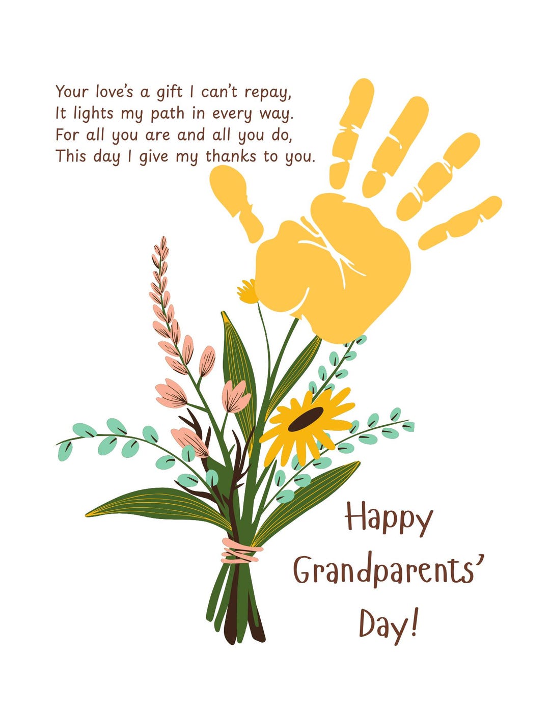 Grandparents Day Handprint Craft – Printable Keepsake | Digital ...