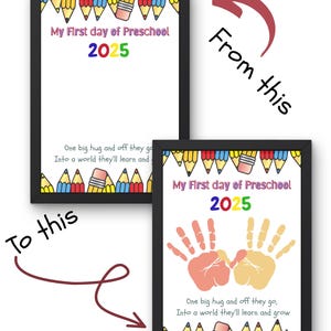 My First Day of Preschool Handprint Craft – Printable Keepsake ...