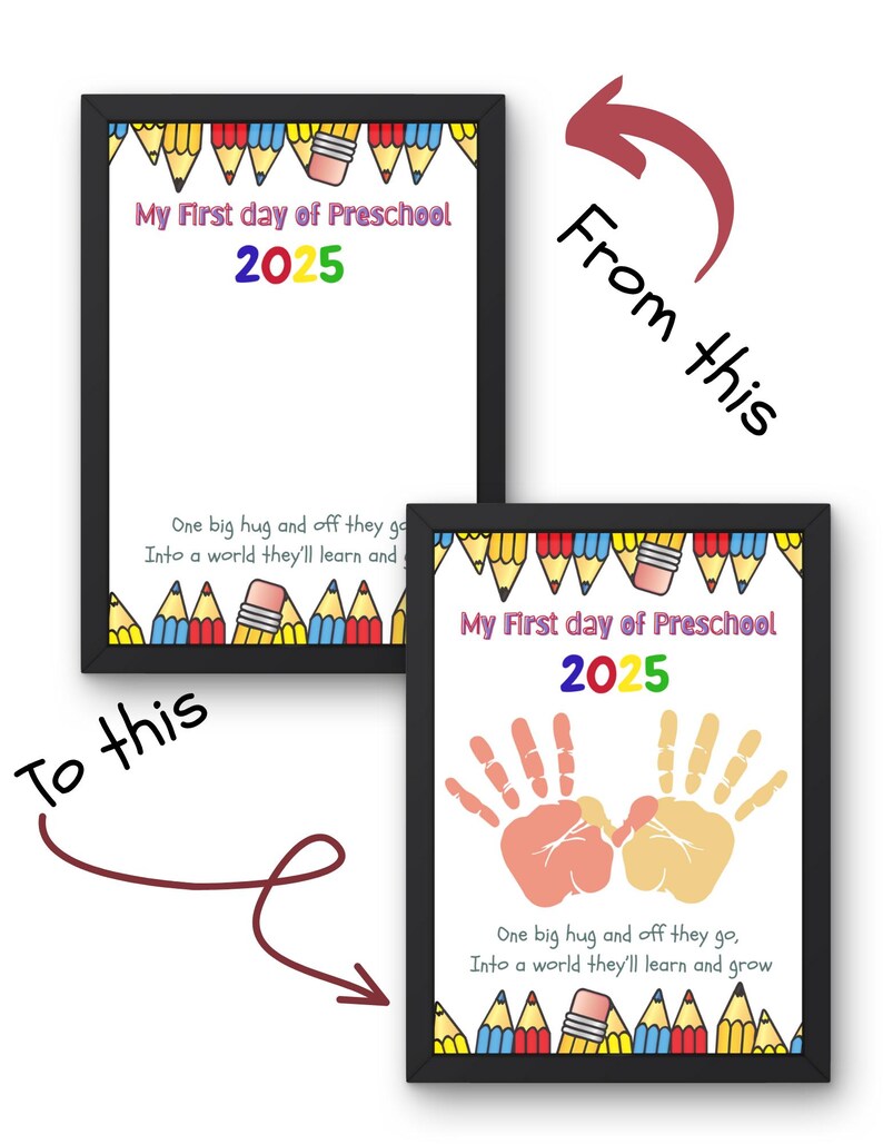 My First Day of Preschool Handprint Craft – Printable Keepsake ...