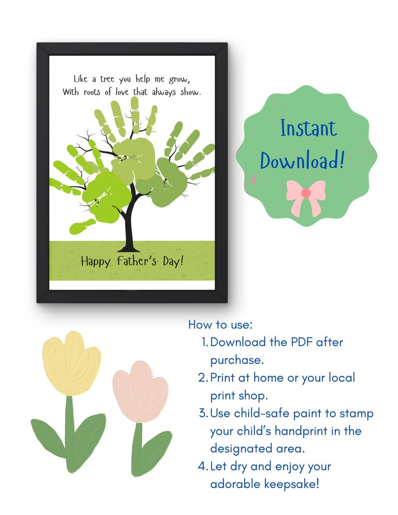 Father’s Day Handprint Tree Craft | "like a Tree You Help Me Grow" Poem ...