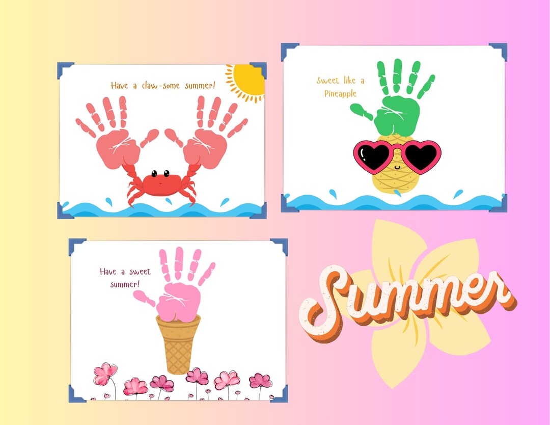 Summer Handprint Craft Bundle | Clawsome Crab, Pineapple & Ice Cream ...
