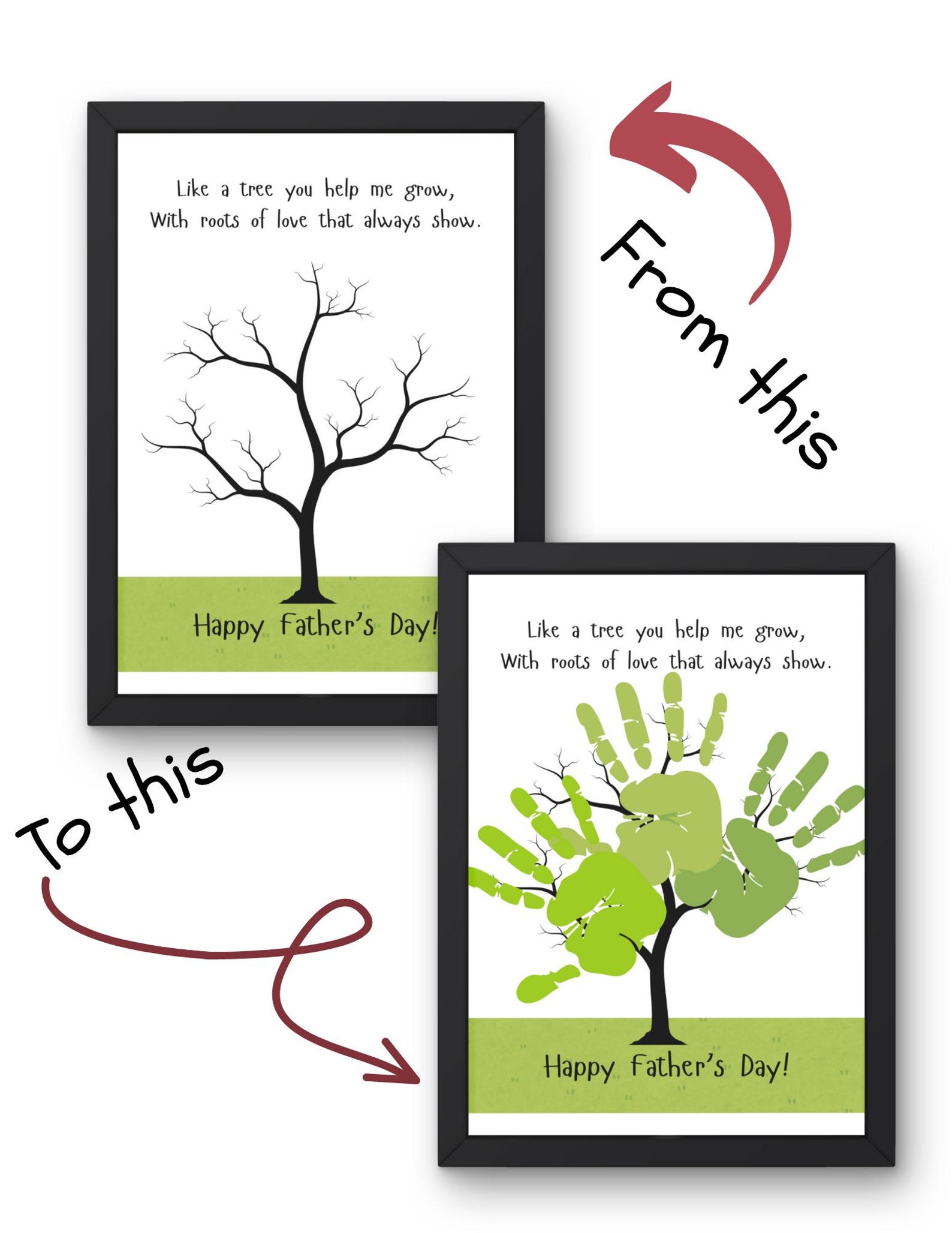 Father’s Day Handprint Tree Craft | "like a Tree You Help Me Grow" Poem ...