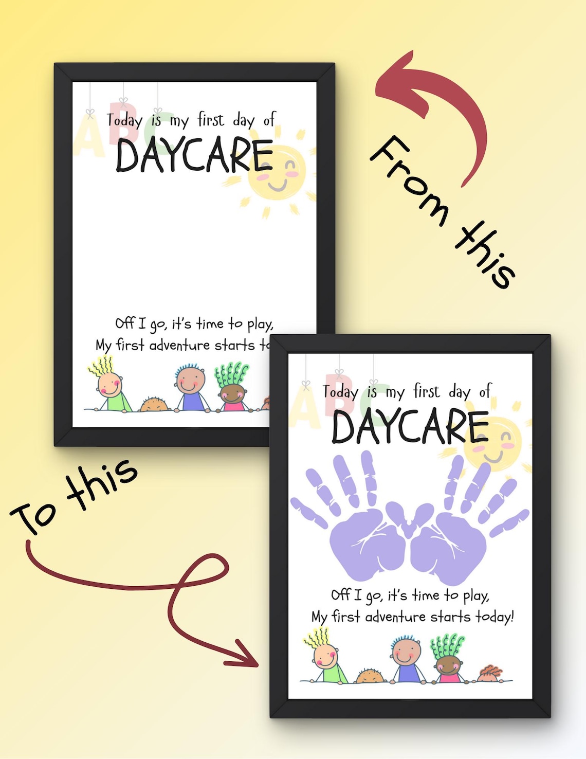 My First Day of Daycare Handprint Craft – Printable Keepsake | Digital ...