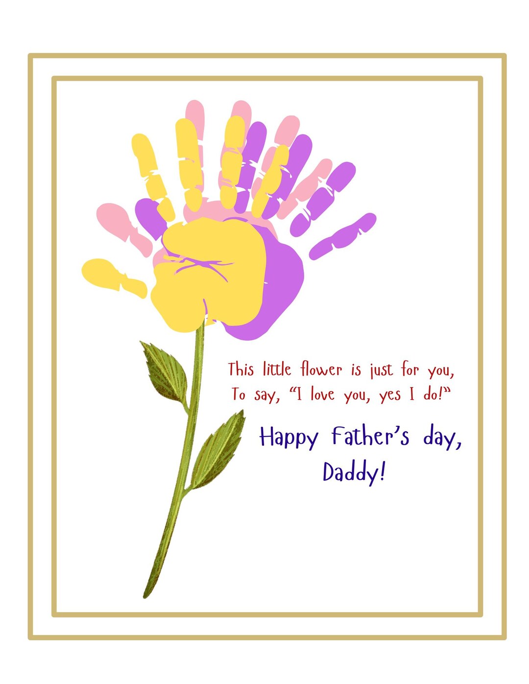 This Little Flower Handprint Craft | DIY Printable Gift From Kids ...