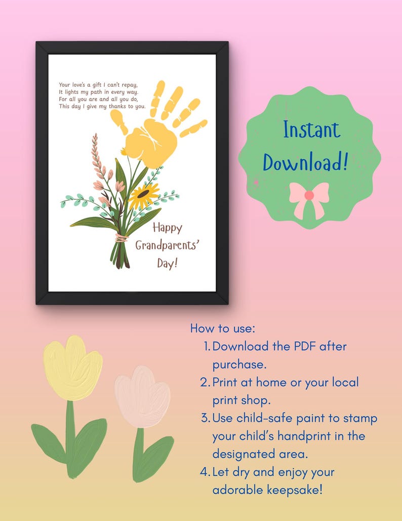 Grandparents Day Handprint Craft – Printable Keepsake | Digital ...