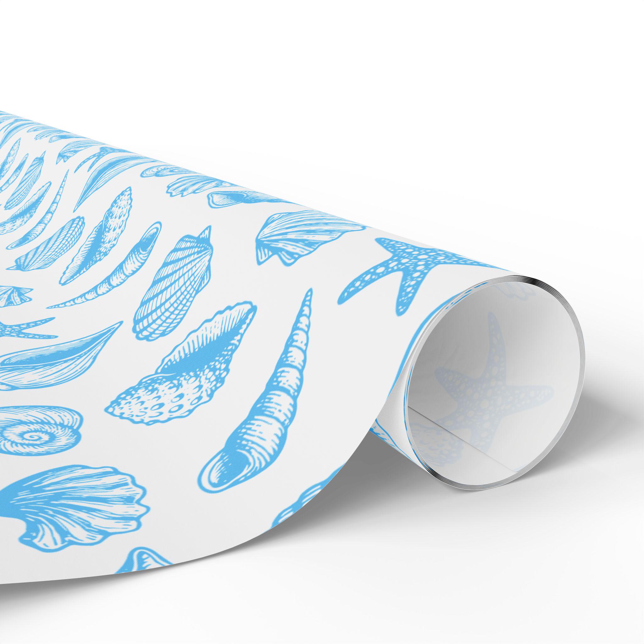 Pink Sea Shells Wrapping Paper Beach Coastal Pattern Gift Wrap Roll for ...