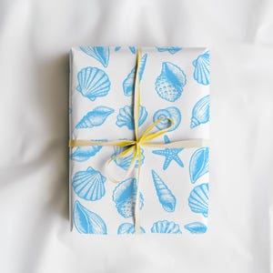 Pink Sea Shells Wrapping Paper Beach Coastal Pattern Gift Wrap Roll for ...
